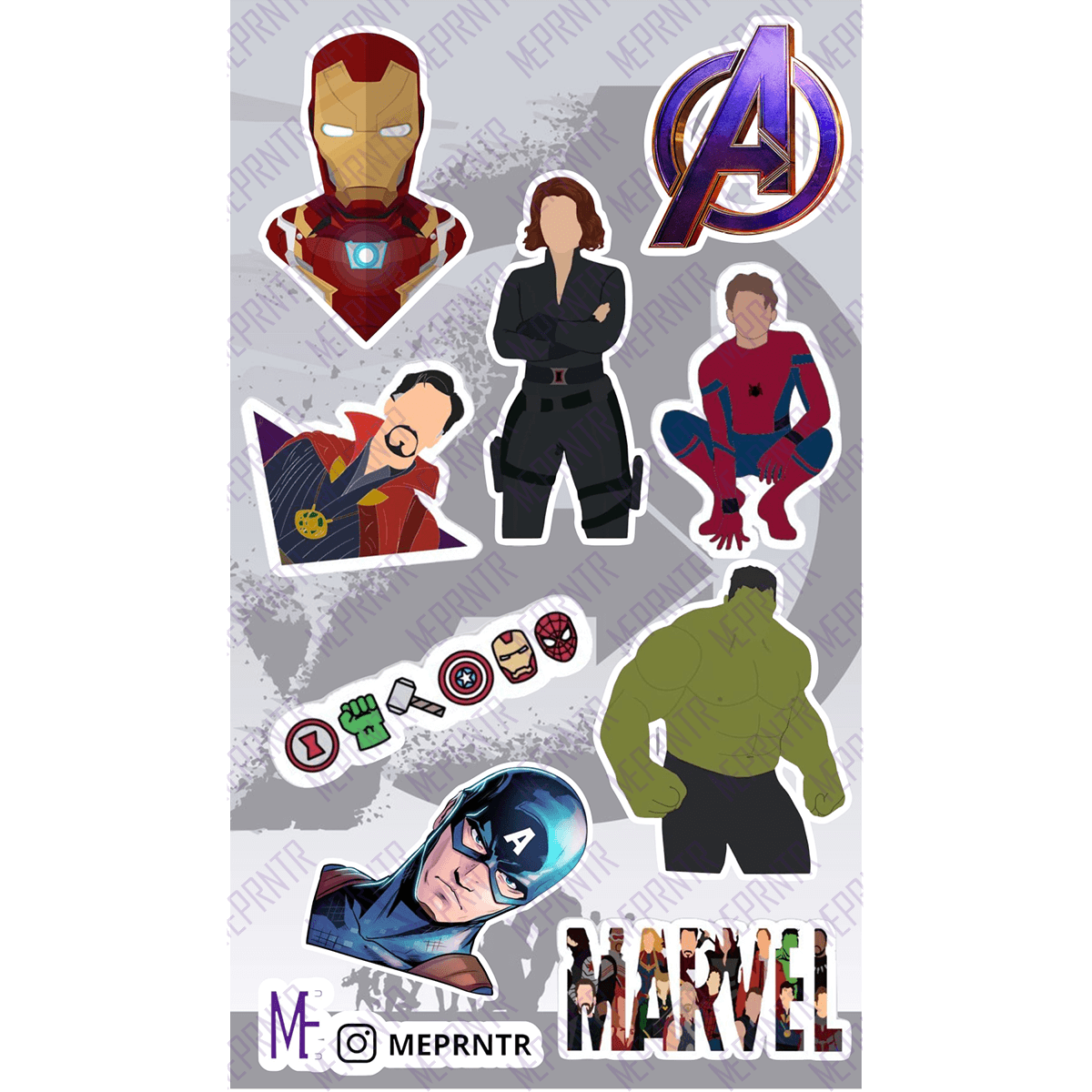 Plancha de Sticker Advengers - MEPRNTR™